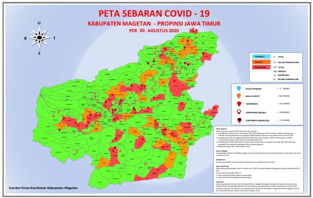 Update Peta Persebaran Covid-19 di Kabupaten Magetan, Per Tanggal 30 ...
