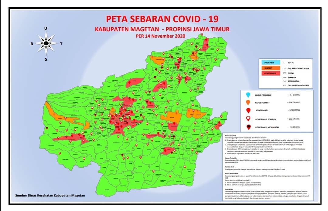 Update Peta Persebaran Covid-19 di Kabupaten Magetan, Per Tanggal 14 ...