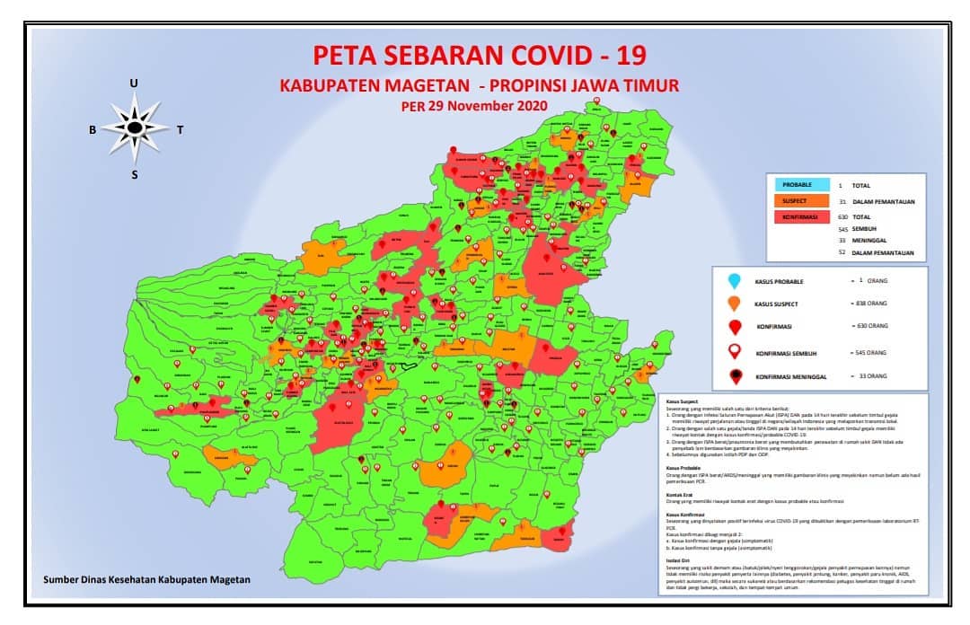 Update Peta Persebaran Covid-19 di Kabupaten Magetan, Per Tanggal 29 ...